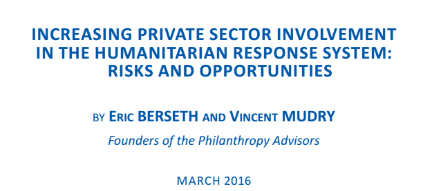 Increasing Private Sector Involvement in the Humanitarian Response ...